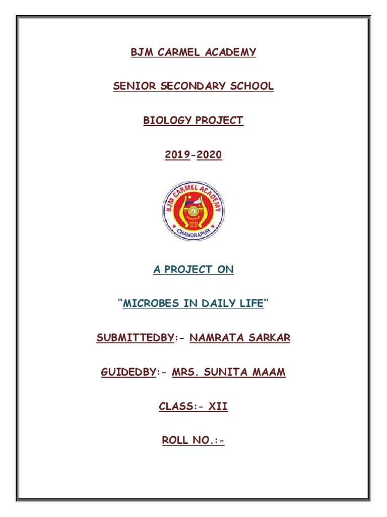 BJM Carmel Academy Senior Secondary School Biology Project 2019-2020 ...