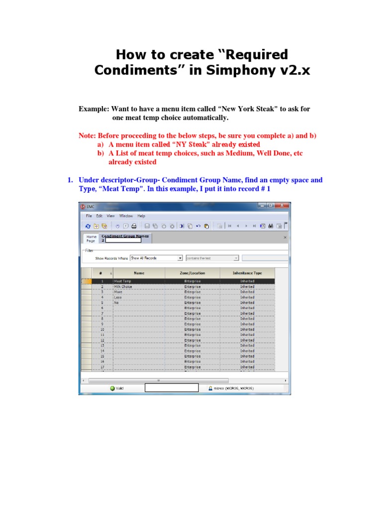 How To Create "Required Condiments" in Simphony v2.x | PDF | Menu ...