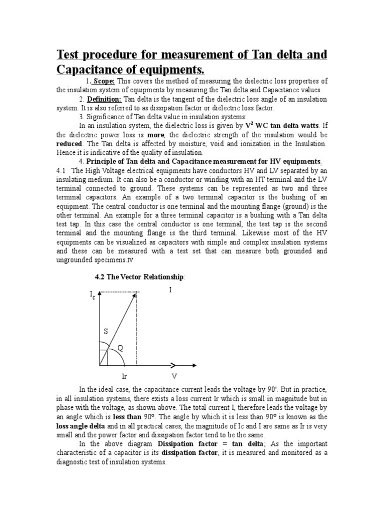 Testing Procedure of Tan Delta MEasurement | PDF | Capacitor | Transformer
