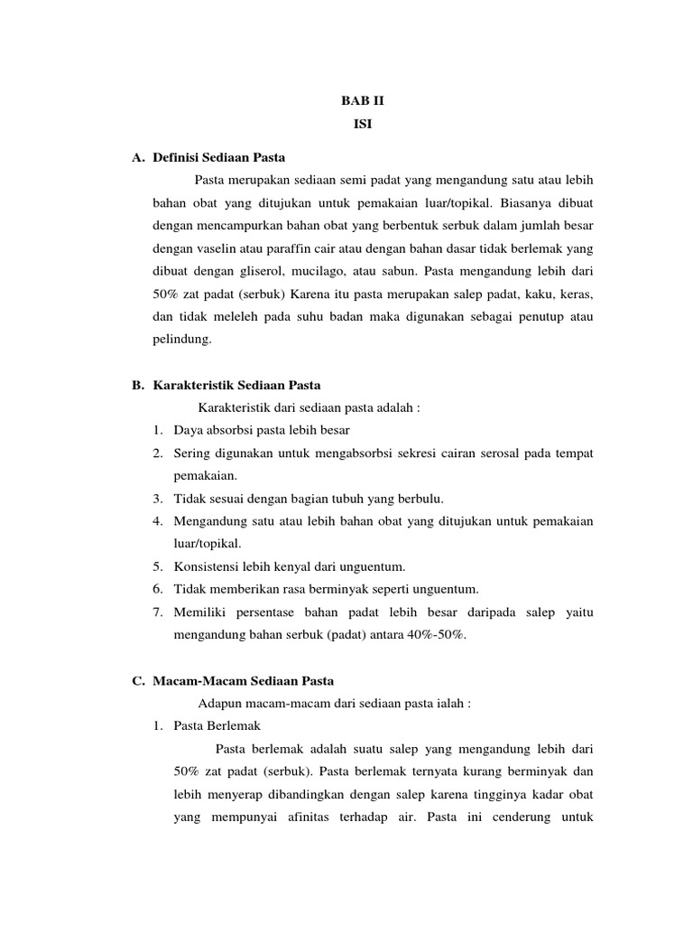 Karakteristik dan Macam Sediaan Pasta | PDF