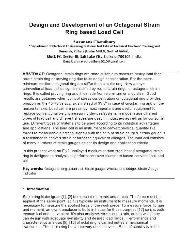 Design and Development of An Octagonal Strain Ring Based Load Cell - 2 ...