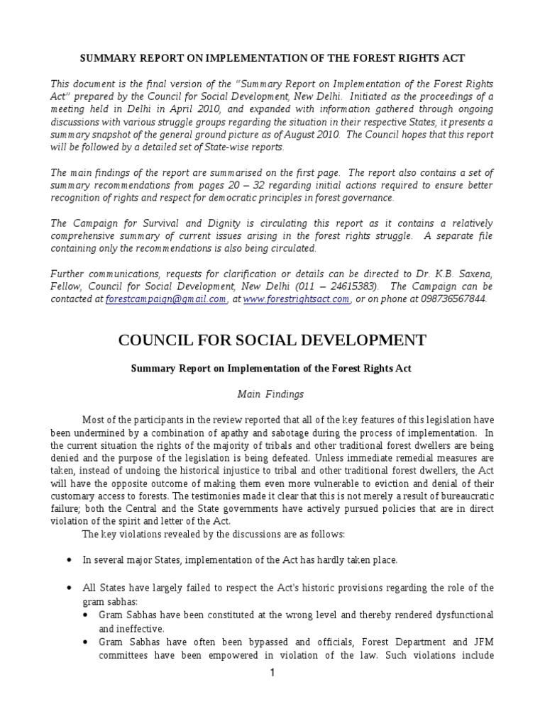 Council For Social Development Final Summary Report | PDF | Government