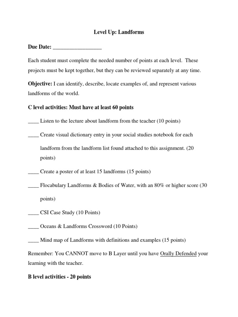 Level Up Landforms | PDF
