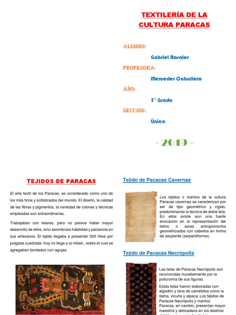TEJIDOS DE PARACAS: ARTE TEXTILES DE LA CULTURA PARACAS | PDF ...