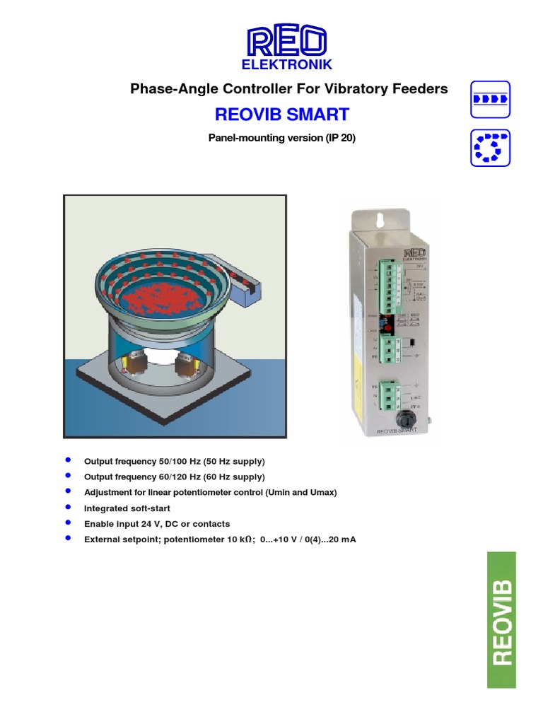 Reovib Smart: Phase-Angle Controller For Vibratory Feeders | PDF | Direct Current | Electric Power