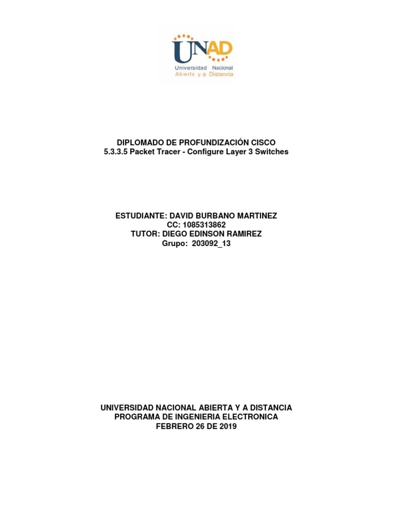 5 3 3 5 Packet Tracer Configure Layer 3 Switches Instructions Ig Pdf Conmutador De Red