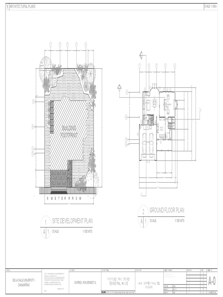 Site Development Plan 1 A1 Ground Floor Plan 2 A1: Building Footprint ...