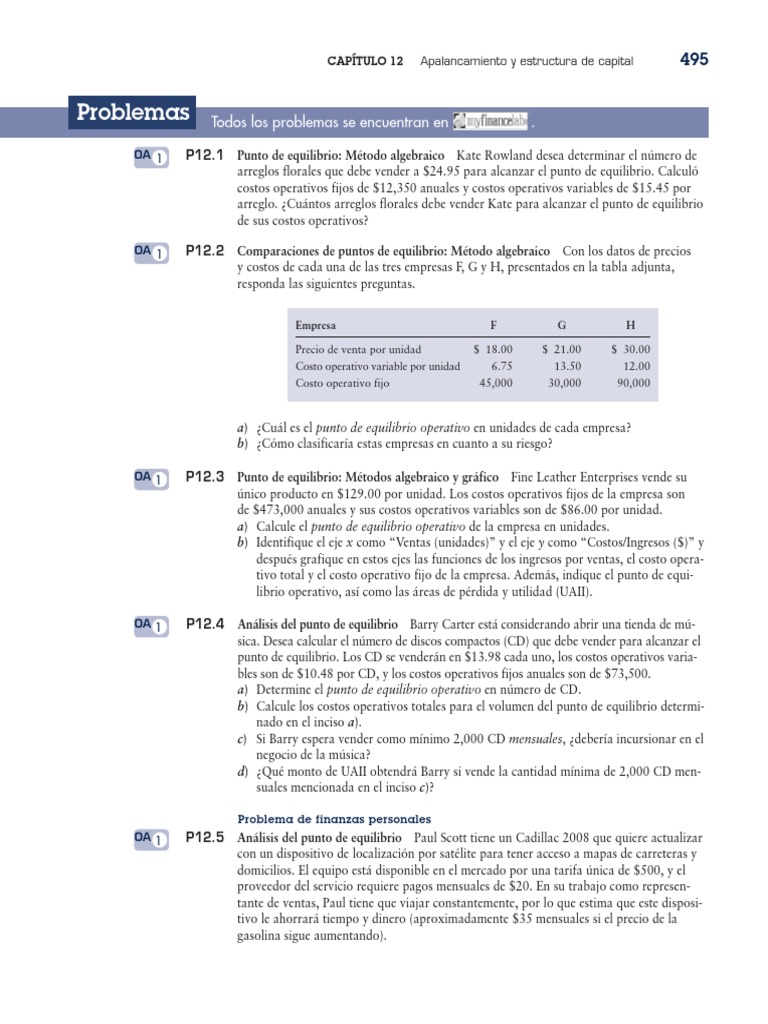 Unidad 12 Gitman Ejercicios | Apalancamiento (Finanzas) | Compartir ...