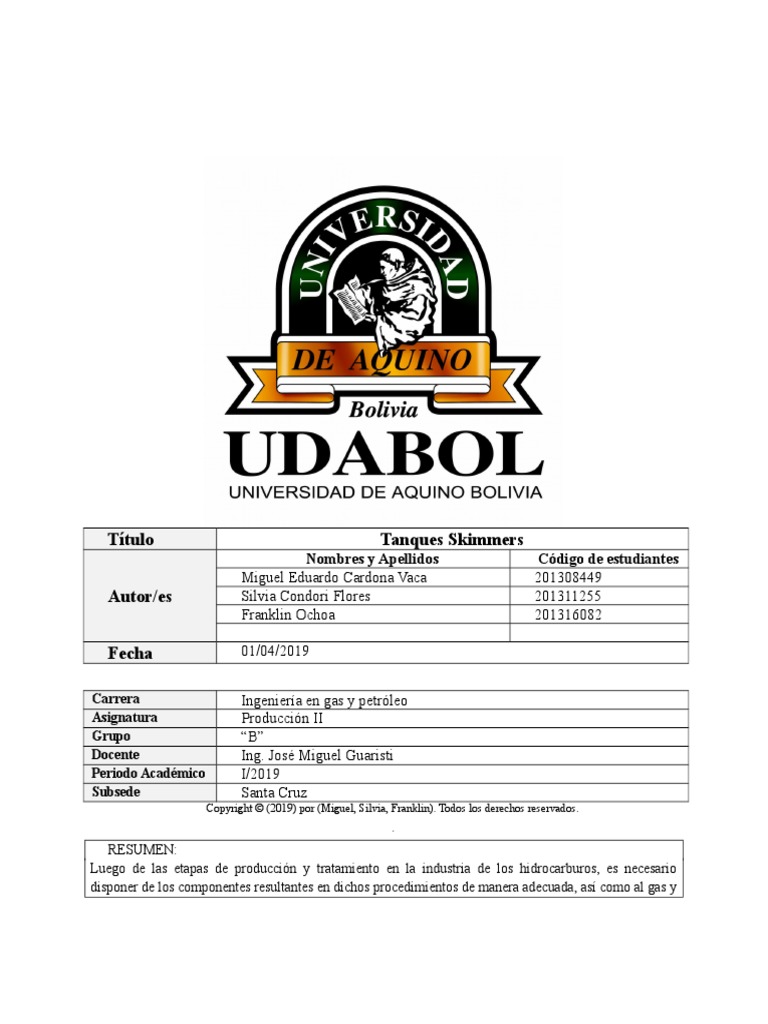 Tanque Skimmer | PDF | Petróleo | Agua