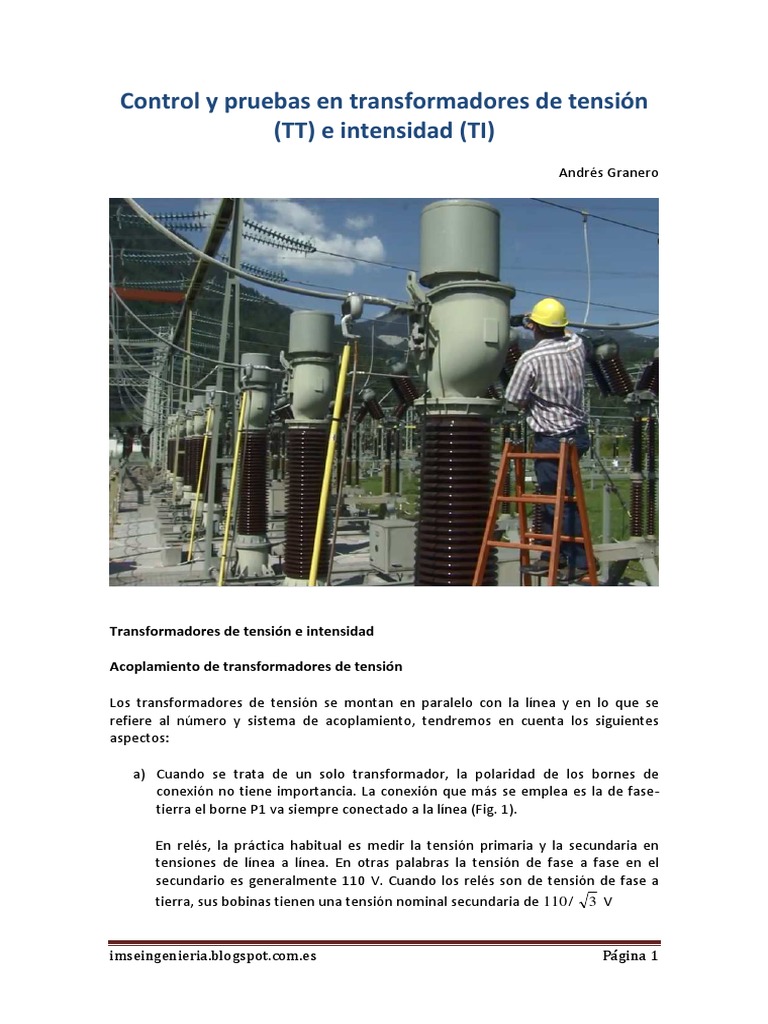 Control y Pruebas en Transformadores de Tensión e Intensidad | PDF | Transformador | Corriente ...