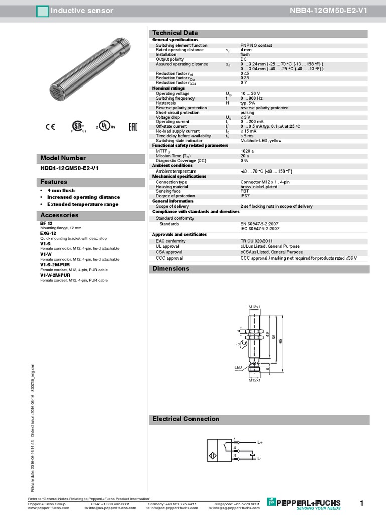 PickUp NBB4 12GM50 E2 V1 | PDF | Electrical Connector | Manufactured Goods