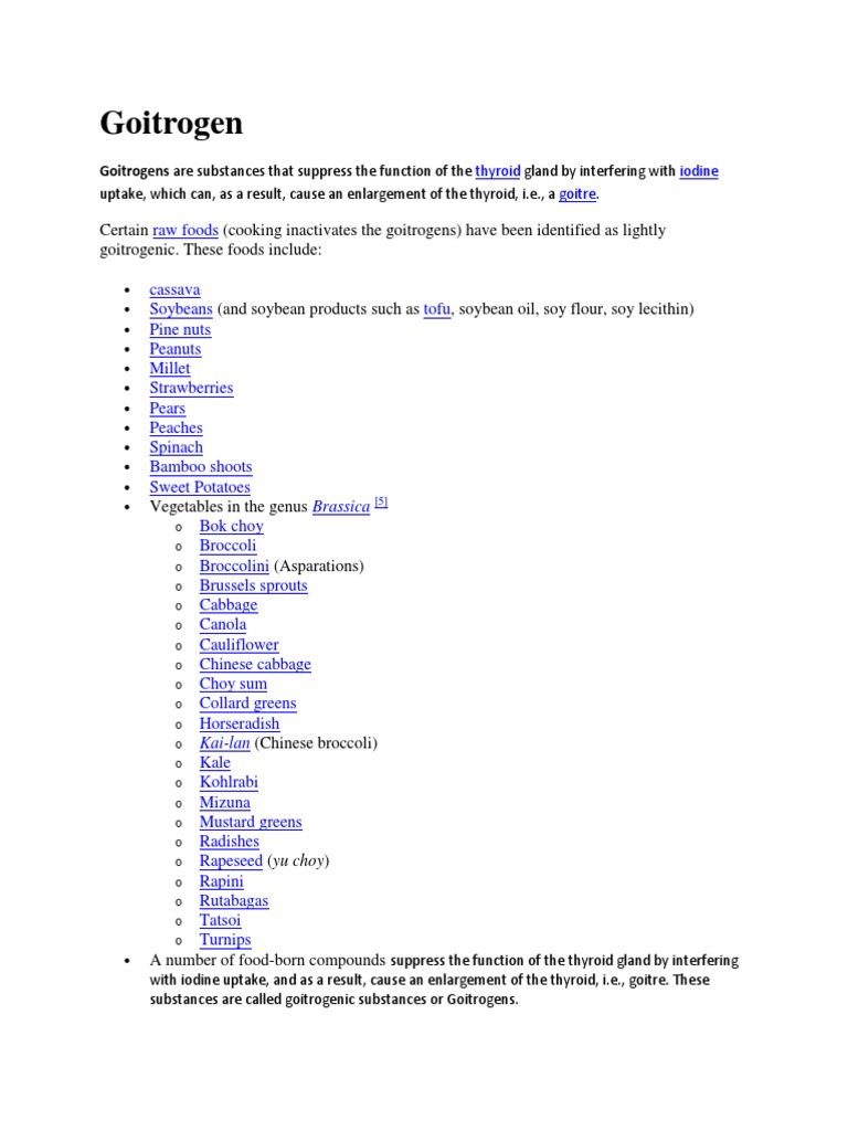 Goitrogen: Goitrogens Are Substances That Suppress The Function of The ...