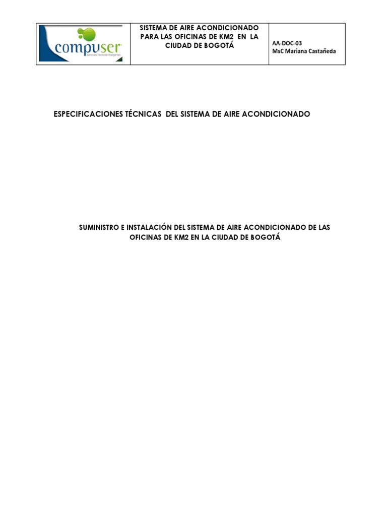 Especificaciones Técnicas de Aa Call Center | PDF | Tubería (transporte ...