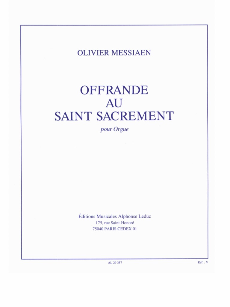 1930-Offrande Au Saint-Sacrement Pour Orgue PDF | PDF