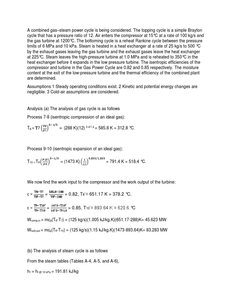 Calculations 2 | PDF | Gas Turbine | Steam Engine