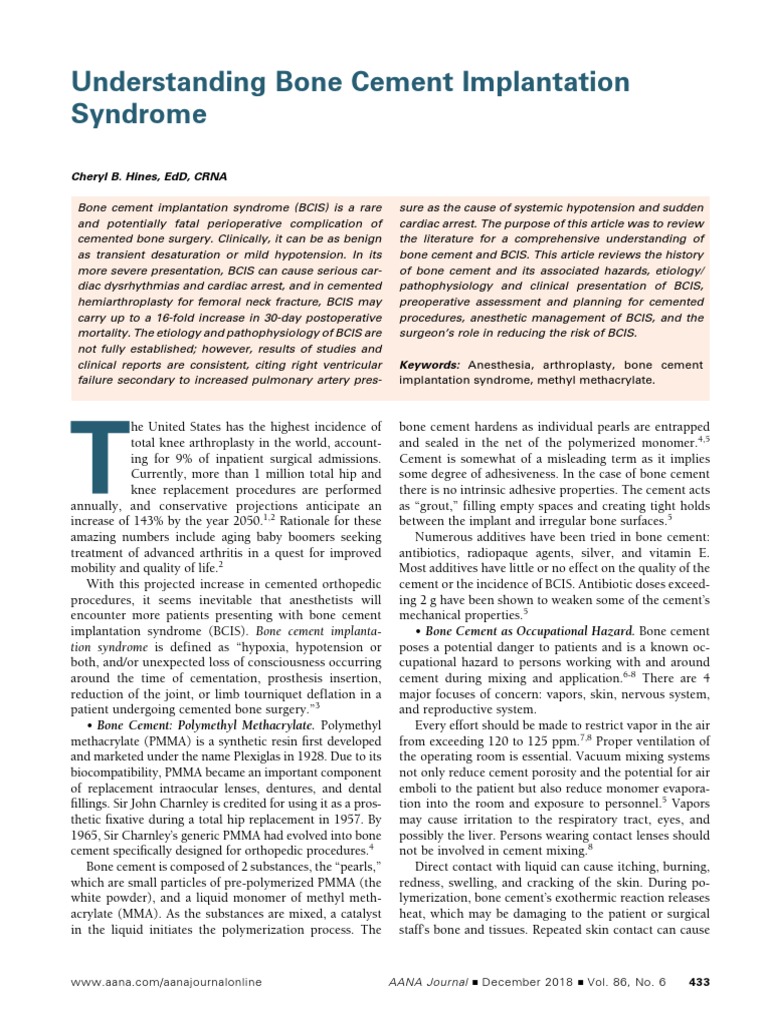 Understanding Bone Cement Implantation Syndrome: Cheryl B. Hines, Edd ...