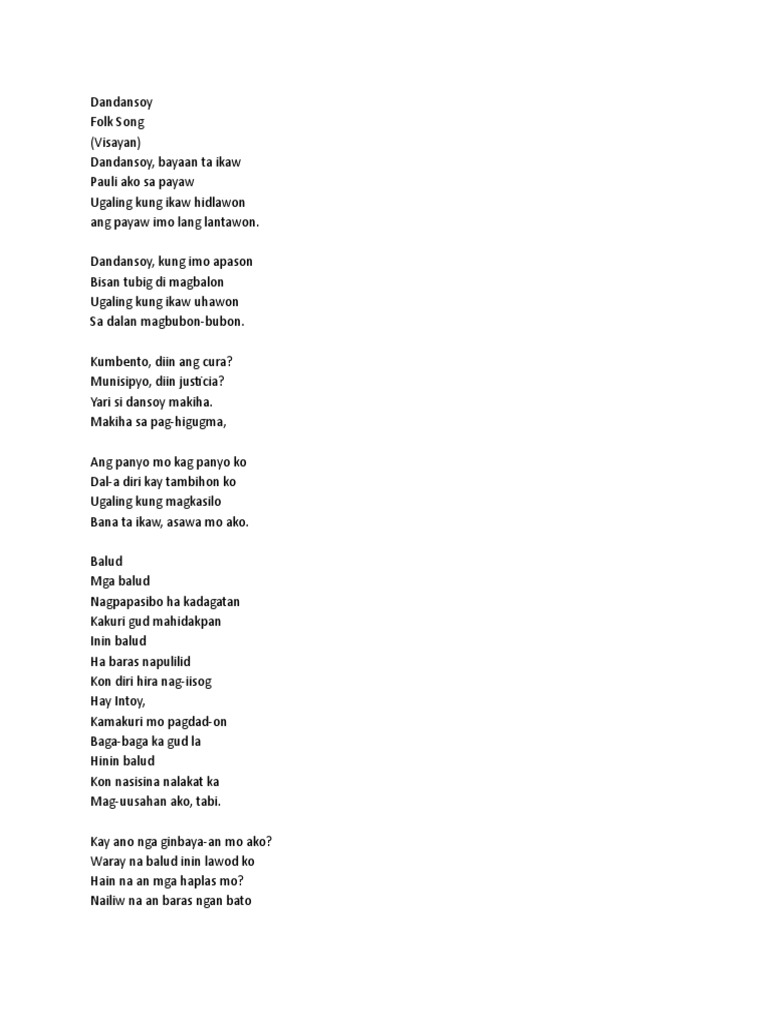 Dandansoy Lyrics | PDF