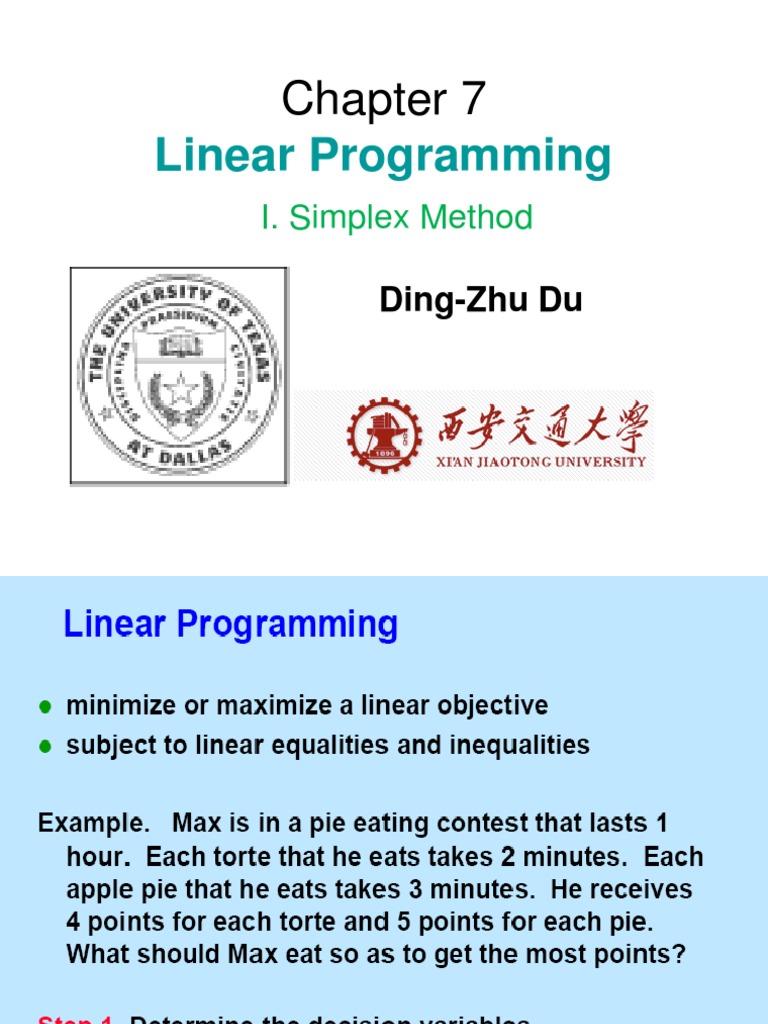 Linear Programming: I. Simplex Method | PDF | Linear Programming | Applied Mathematics