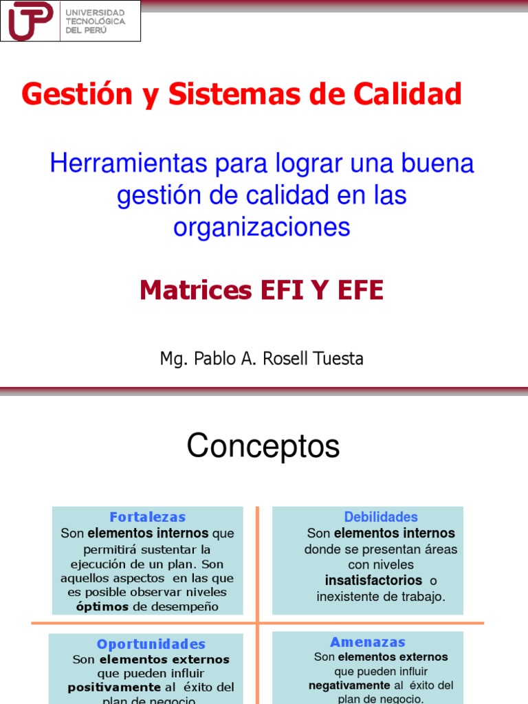 Matrices EFI y EFE Herramientas para Lograr Una Buena Gestión | PDF ...