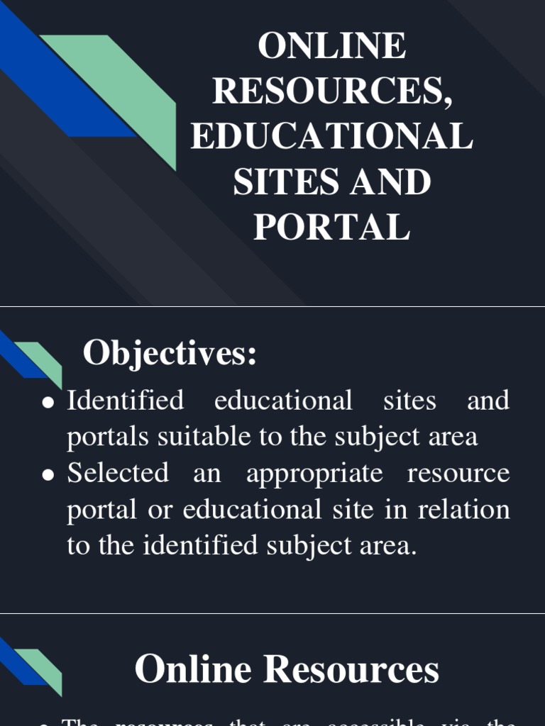 Online Resources, Educational Sites and Portal | PDF | Digital Object ...