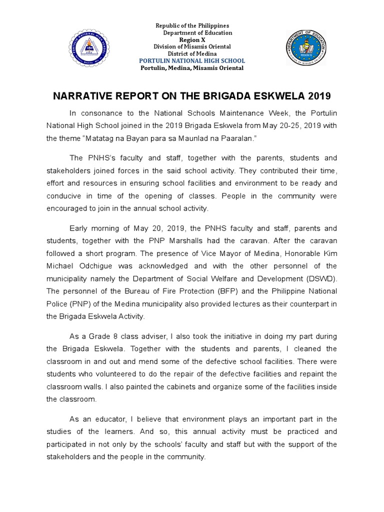 Brigada Eskwela Narrative | PDF | Classroom | Pedagogy