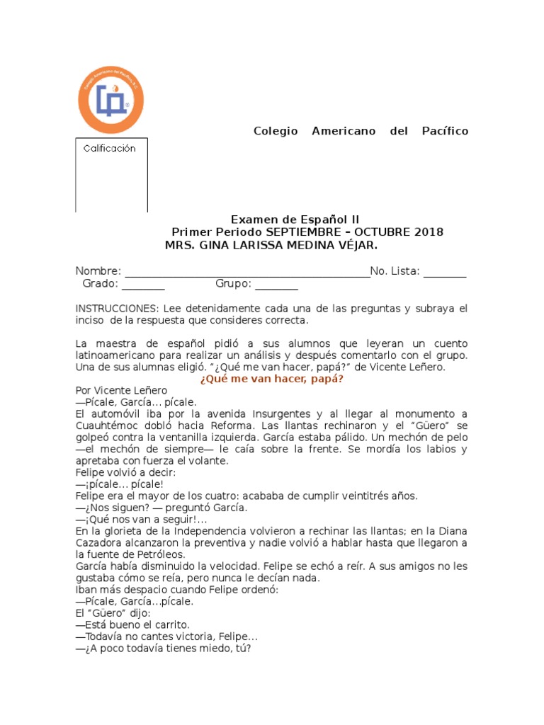 Examen de Ii Grado Español Secundaria | PDF | Narración