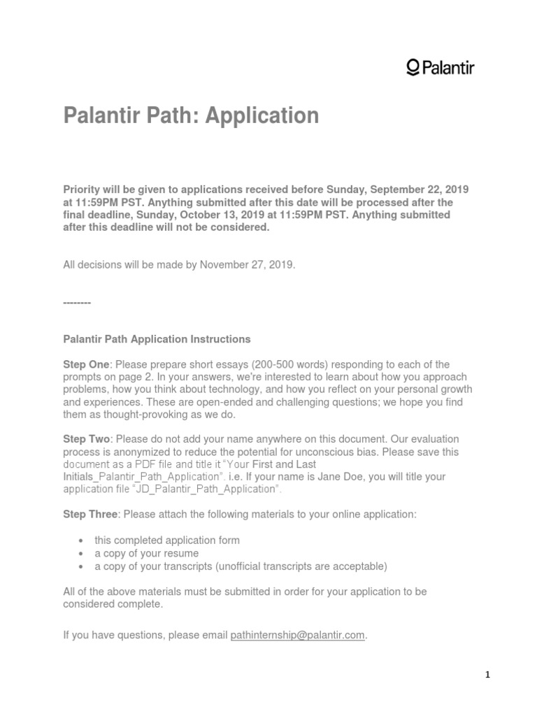 Palantir Path Application Guide | PDF | Career & Growth