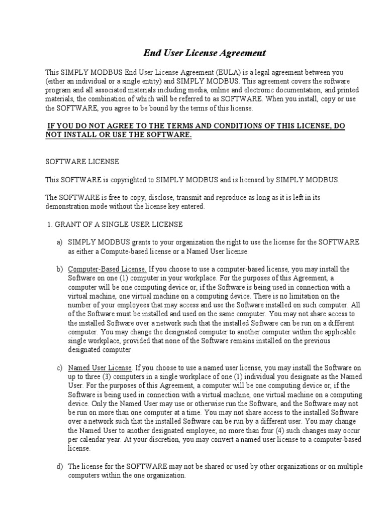 End User License Agreement | PDF | License | Software