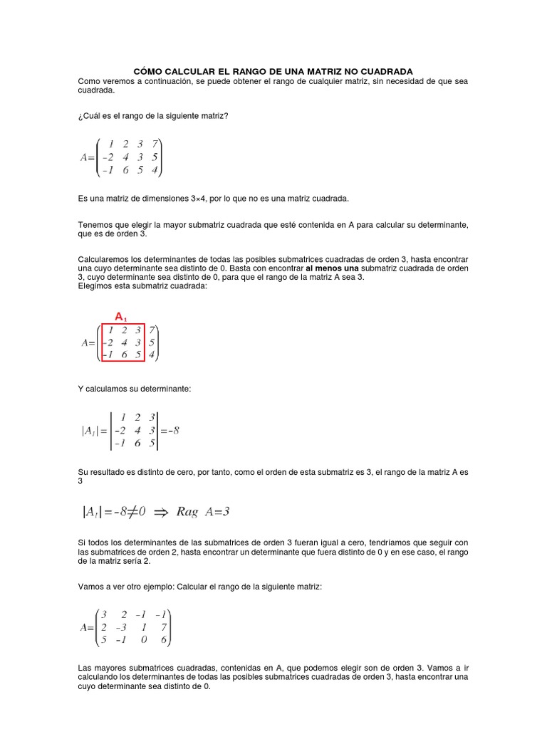 Rango de Matrices No Cuadradas | PDF | Determinante | Álgebra