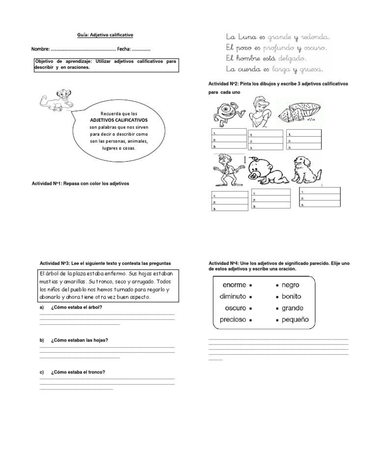 Guia de Adjetivos | PDF