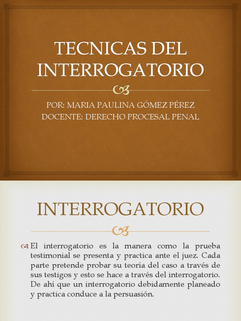 Tecnicas Del Interrogatorio | PDF | Testimonio | Testigo
