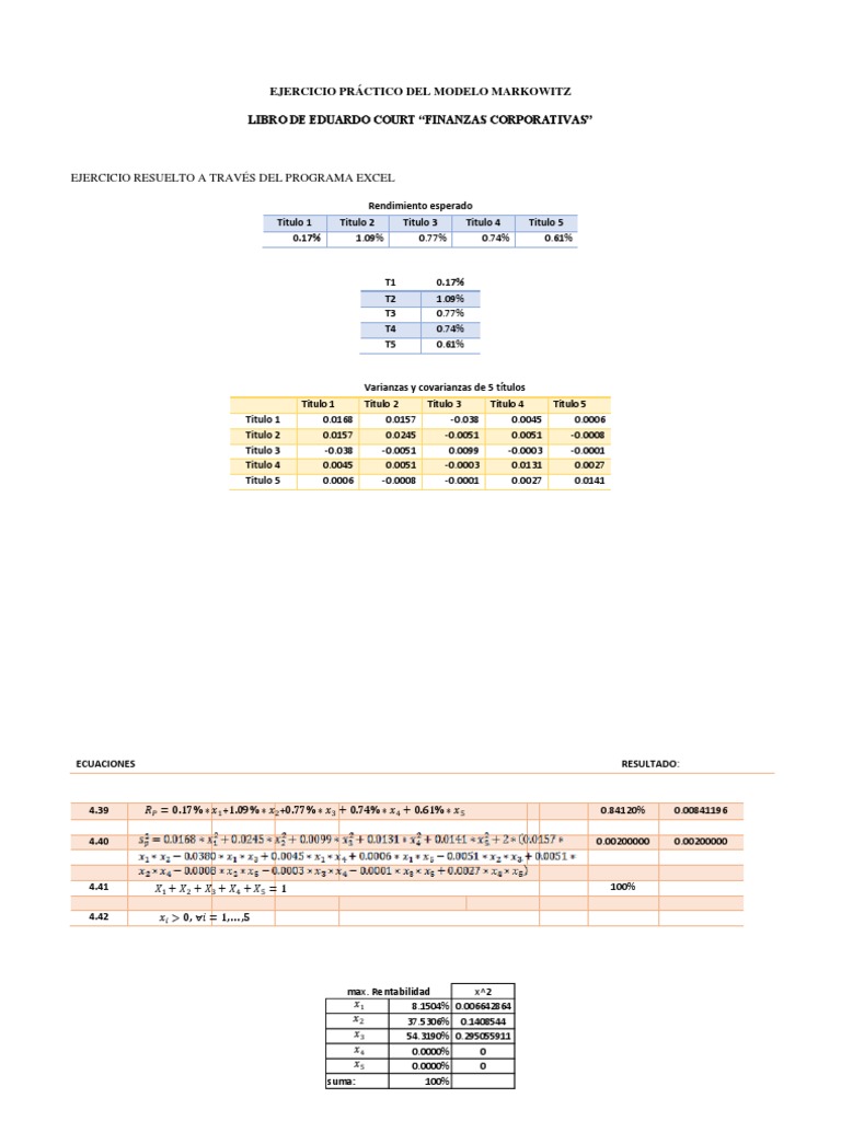 Ejercicio Practico Del Modelo de Markowitz | PDF