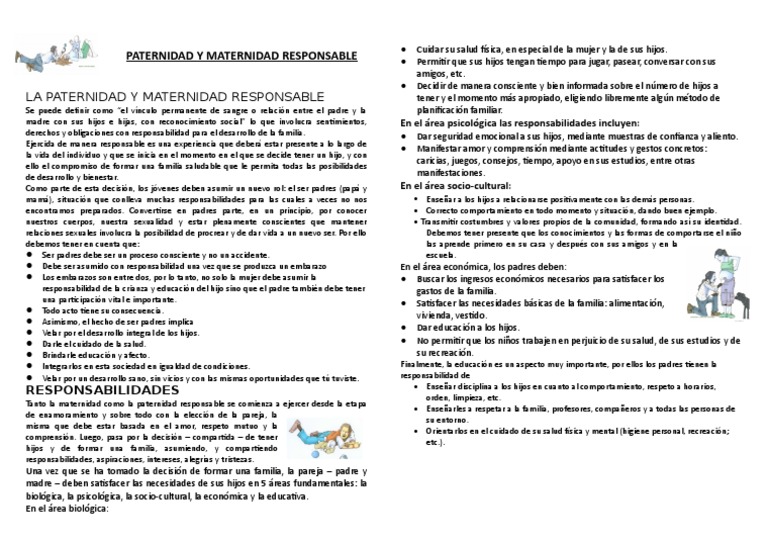 Paternidad y Maternidad Responsable 2 | PDF | Familia | Amor