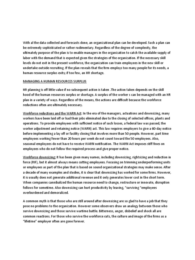 Managing HR Surplus and Shortage | PDF | Layoff | Employment