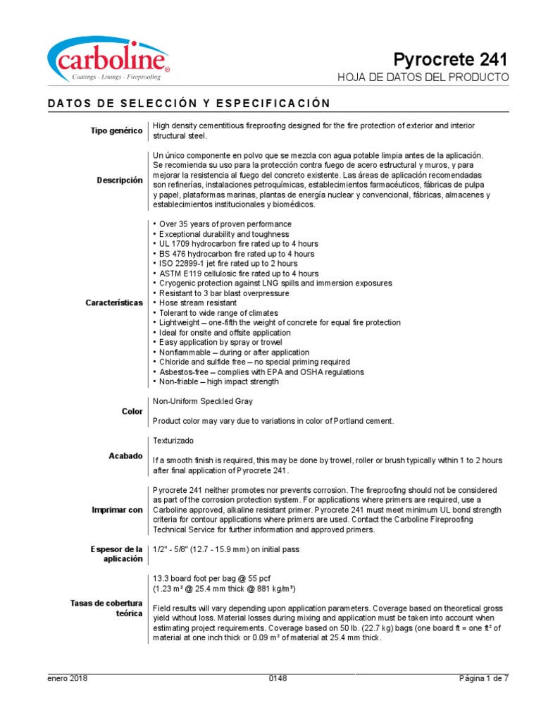 Pyrocrete 241 PDS | PDF | Galvanization | Water