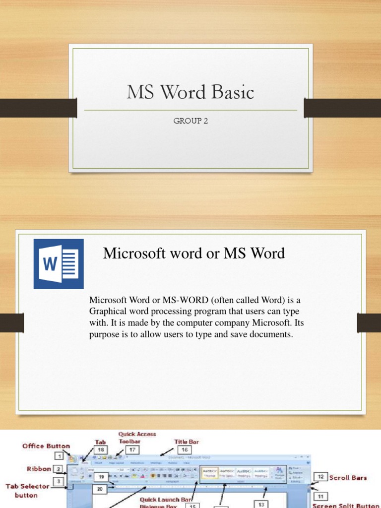 Ms Word Basic Report | PDF | Microsoft Word | Graphical User Interfaces