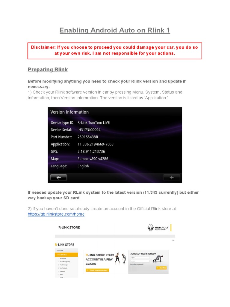 Enable Android Auto on Renault Zoe Rlink 1 System | PDF | Electrical ...