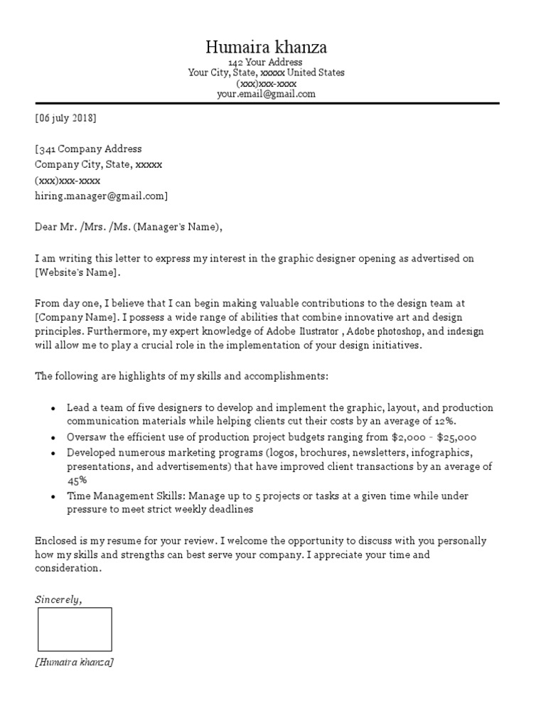 Humaira Khanza: 142 Your Address Your City, State, XXXXX United States ...