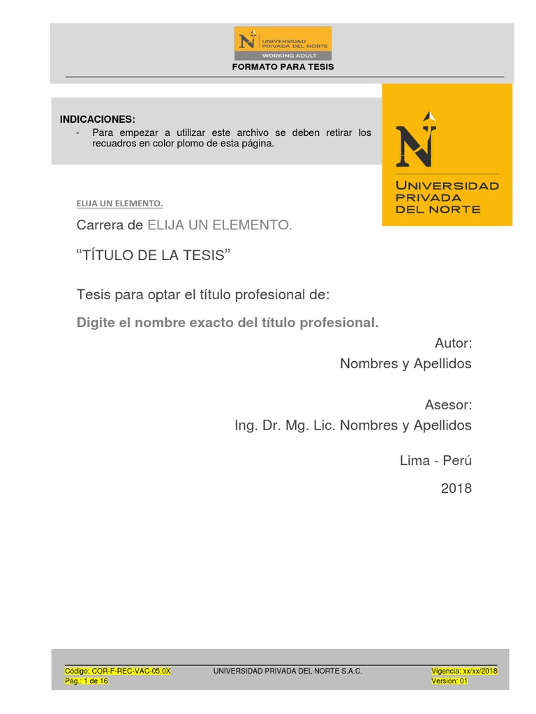 Formato de Tesis UPN | PDF | Estilo apa | Hipótesis
