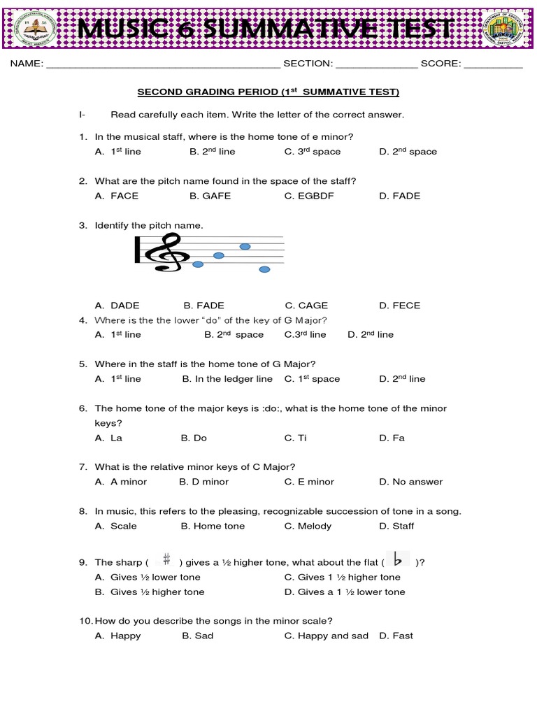 Music Scale Test for Home Tones | PDF | Musical Notation | Scale (Music)