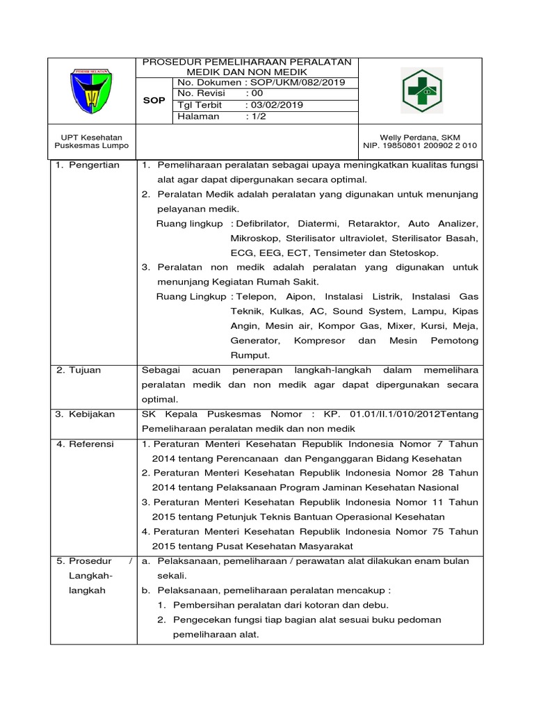 SOP Perencanaan Peralatan | PDF