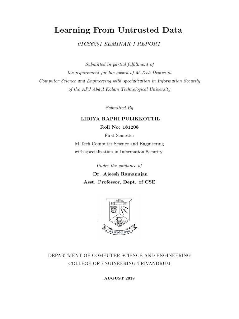 Seminar Report Ktu m1 Is | PDF | Machine Learning | Matrix (Mathematics)