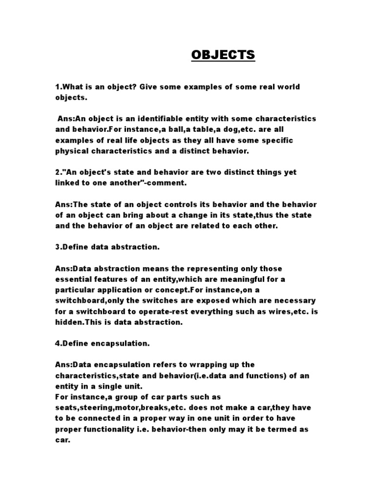 1 Objects | PDF | Object (Computer Science) | Abstraction (Computer ...