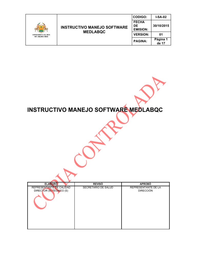 Manejo Software Medlabqc V1 PDF | PDF | Archivo de computadora | Software