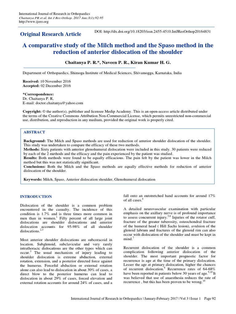 Comparative of The Milch Method and The Spaso Method in The Reduction ...