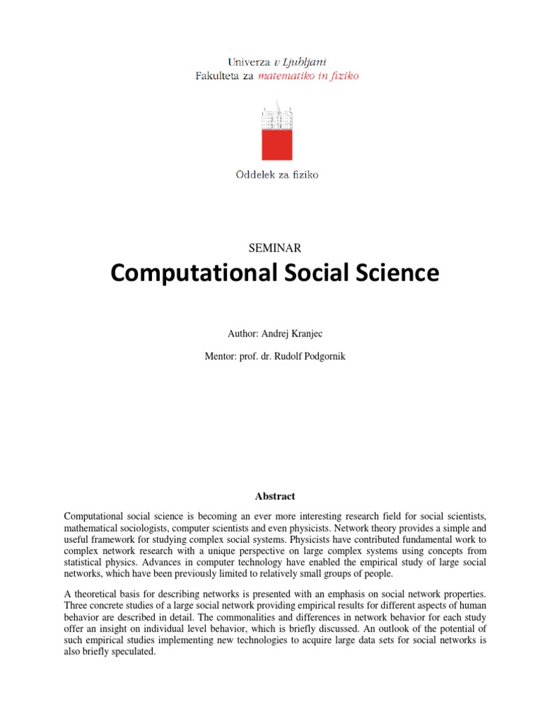 Insights from Computational Social Science | PDF | Social Network | Physics