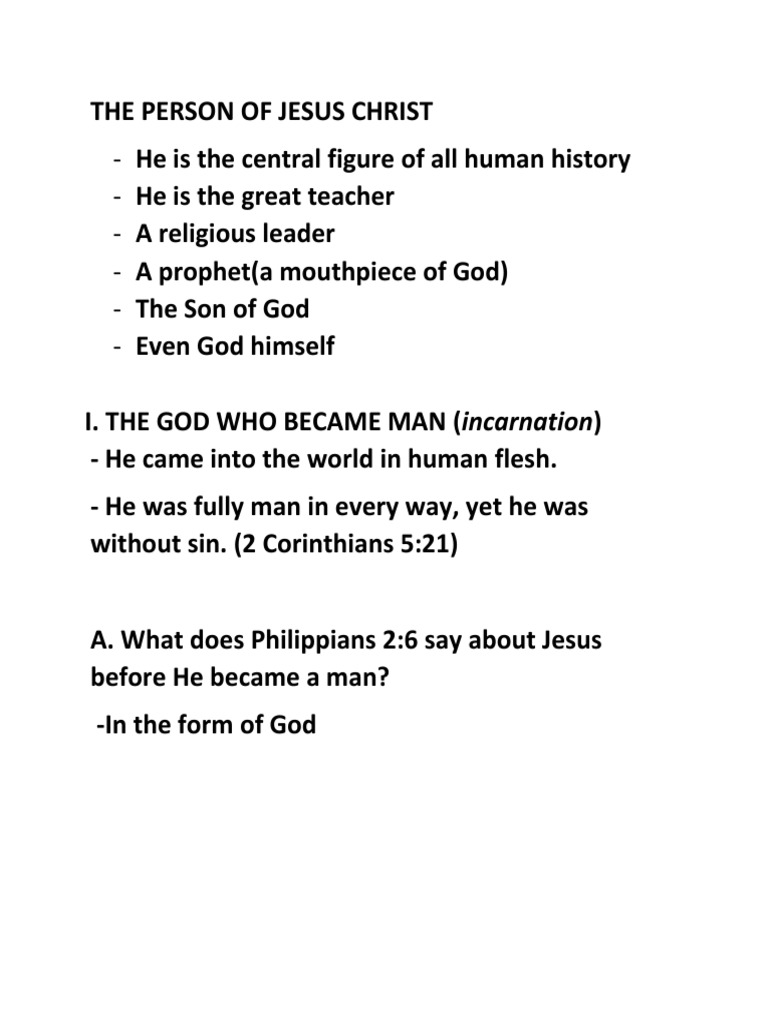 Understanding the Person of Jesus Christ | PDF