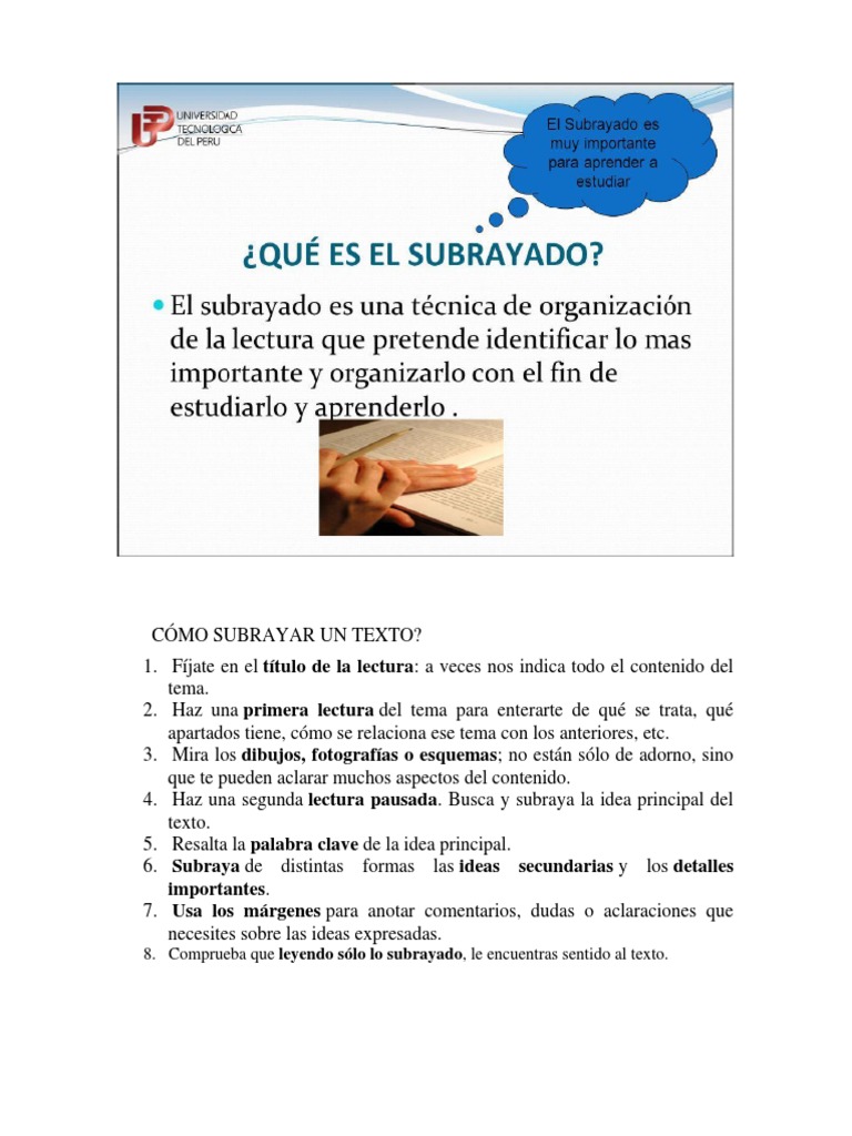 Cómo subrayar un texto eficazmente | PDF