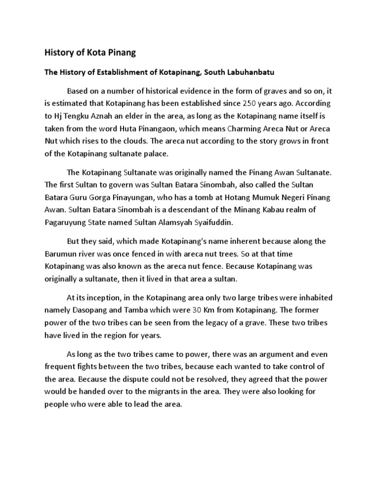 History of Kota Pinang | PDF