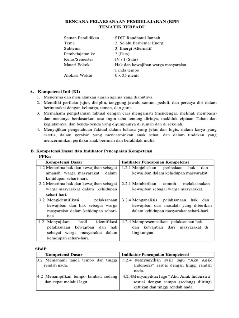 RPP Kelas 4 | PDF | Karier & Perkembangan